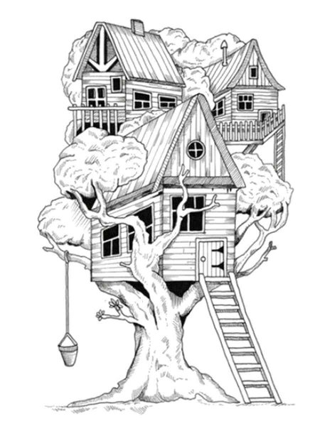 Tree house coloring pages