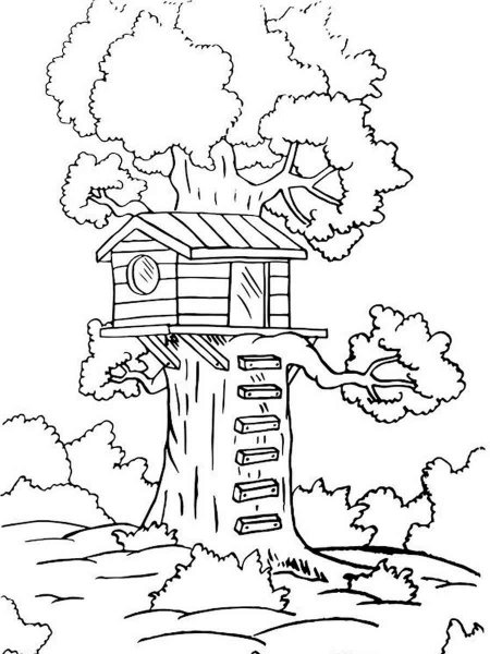 Tree house coloring pages