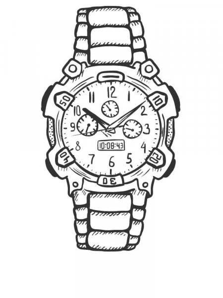 Watch and Clock coloring pages
