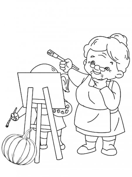 Grandma coloring pages