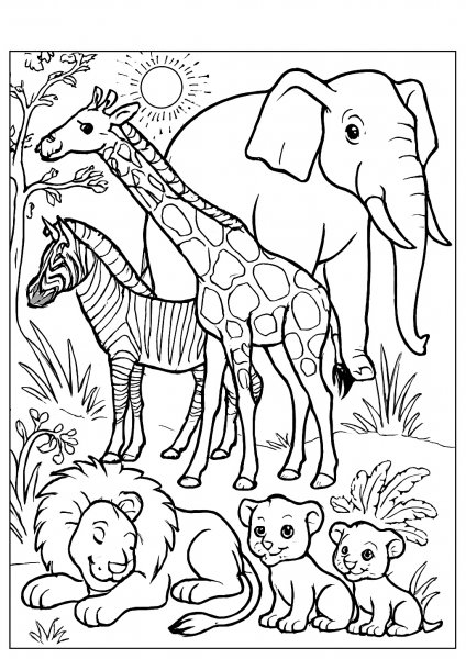 African Animals coloring pages