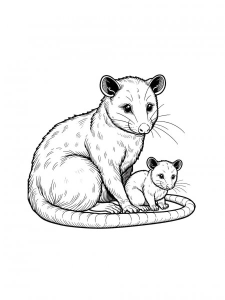 Opossum coloring pages