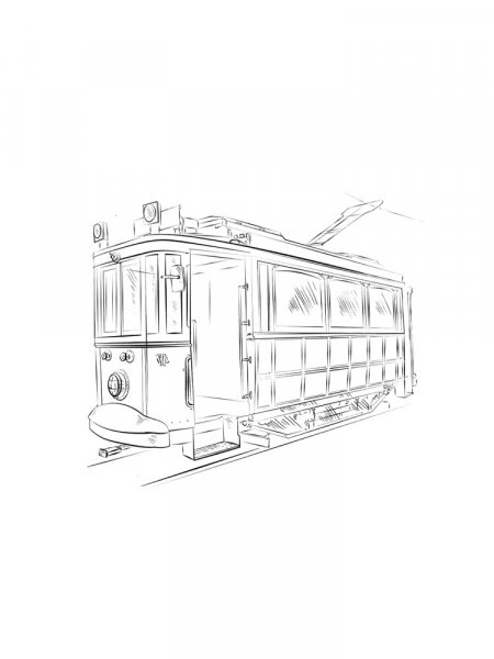 Tram coloring pages