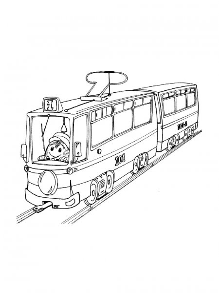Tram coloring pages