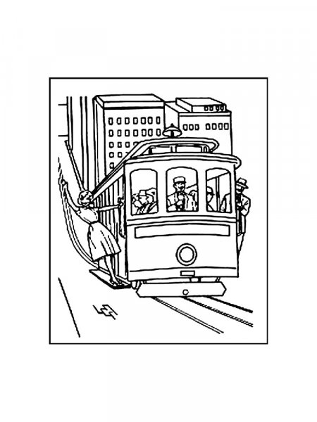 Tram coloring pages