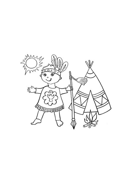 Native American boy coloring pages