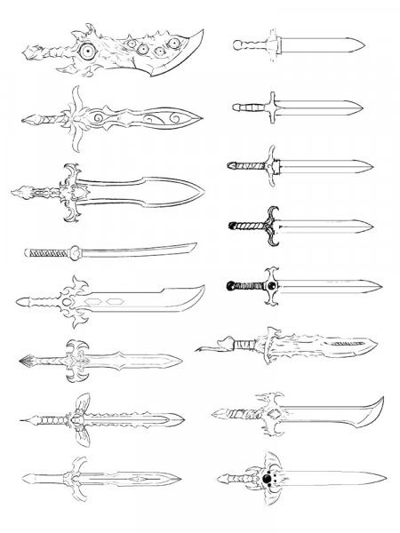Sword coloring pages