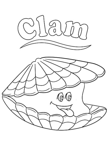 Clam coloring page - Free printable