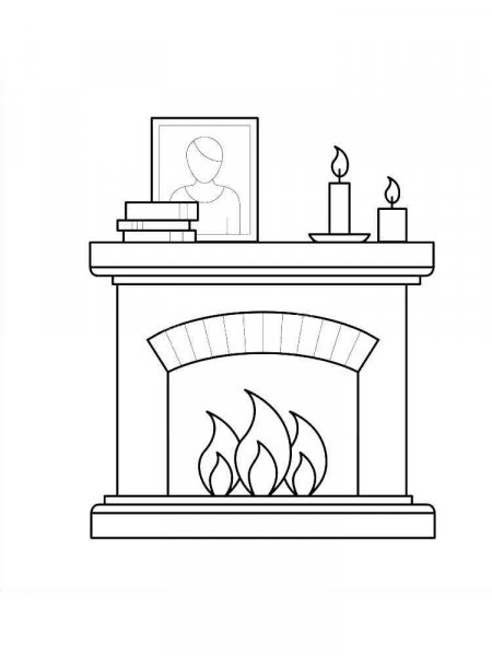 Fireplace coloring pages