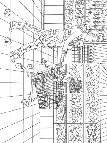 Shopping coloring pages