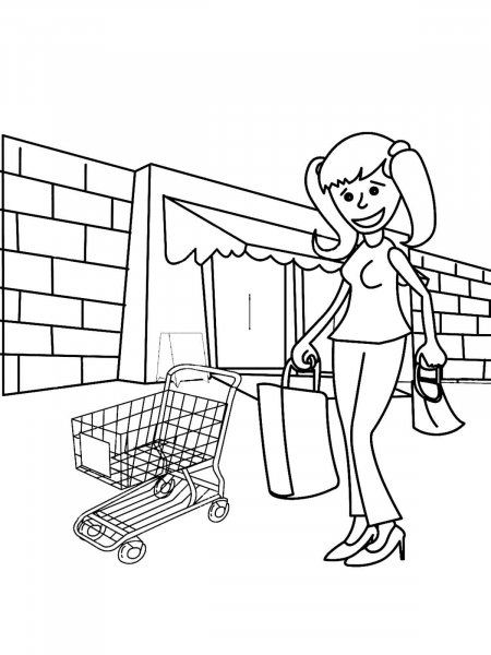 Shopping coloring pages