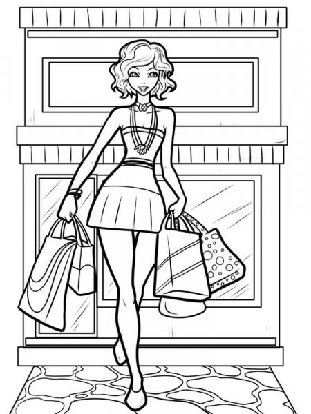Shopping coloring pages
