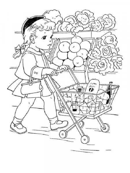 Shopping coloring pages