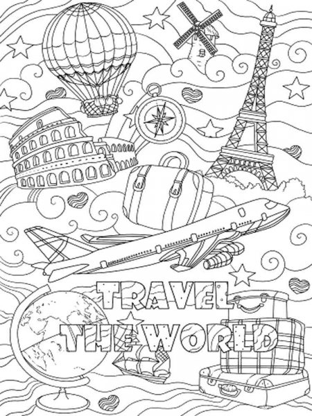 Travel coloring pages