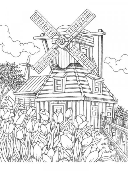 Windmill coloring pages