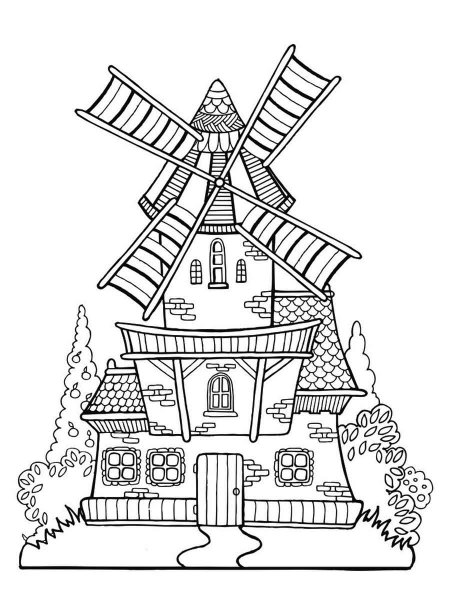 Windmill coloring pages