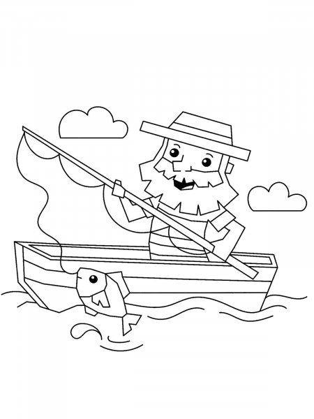 Fisherman coloring pages