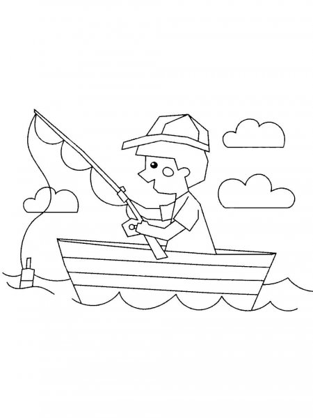 Fisherman coloring pages