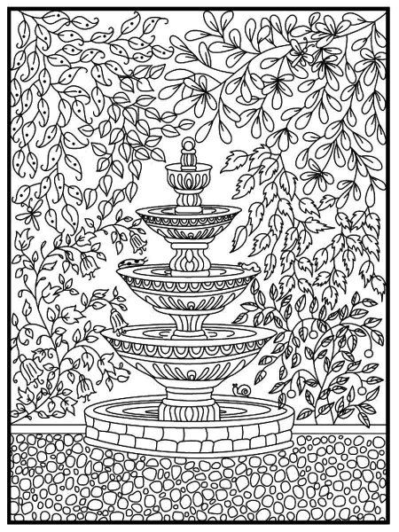 Fountain coloring pages