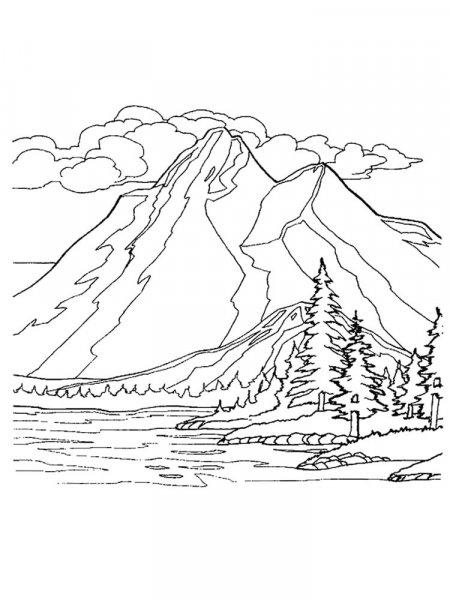 Mountains coloring pages. Download and print mountains coloring pages